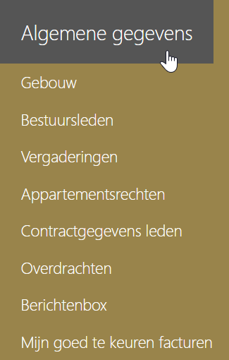 Het menu Algemene gegevens - Keijzer Administratie